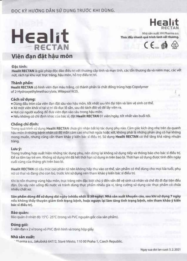 Healit Rectan – Viên đặt hậu môn trực tràng hỗ trợ giảm trĩ, nứt kẽ hậu ...